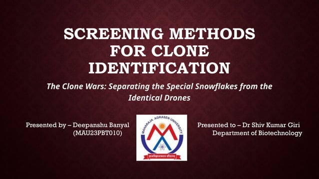 Screening Methods for clone identification | PPTX