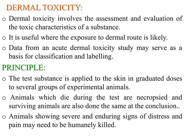 Screening methods for skin sensitization, skin irritation and dermal toxicity studies | PPTX