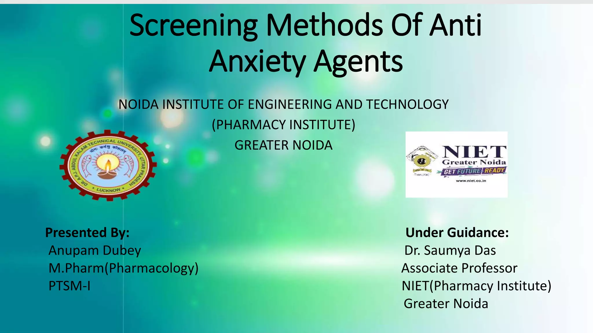 Screening Methods of Anti Anxiety Agents | PPTX