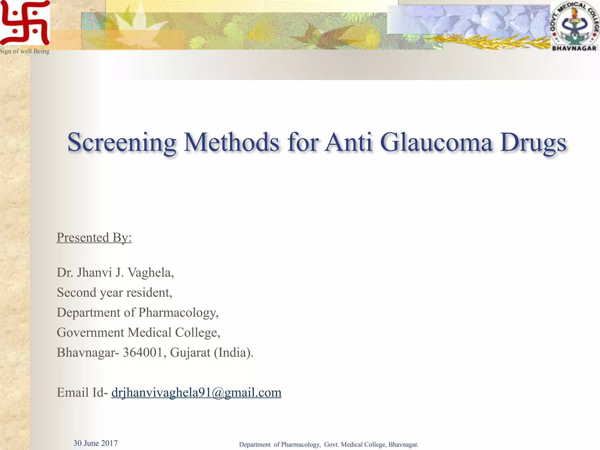 Screening methods of antiglaucoma drugs | PDF