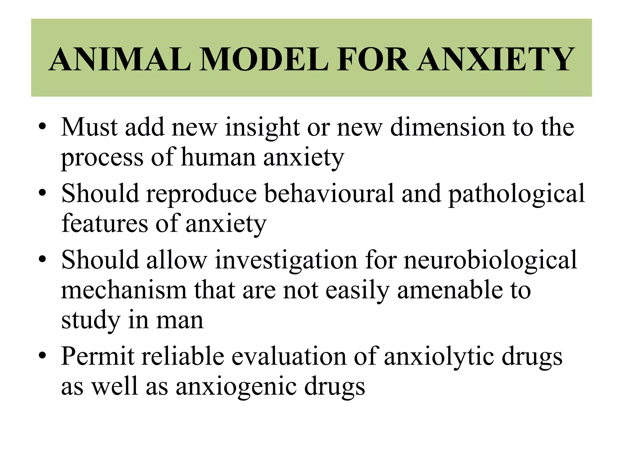 Screening methods of anxiolytics | PPTX