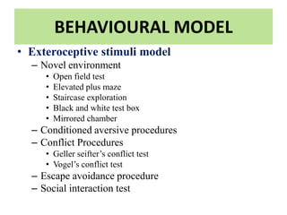Screening methods of anxiolytics | PPTX