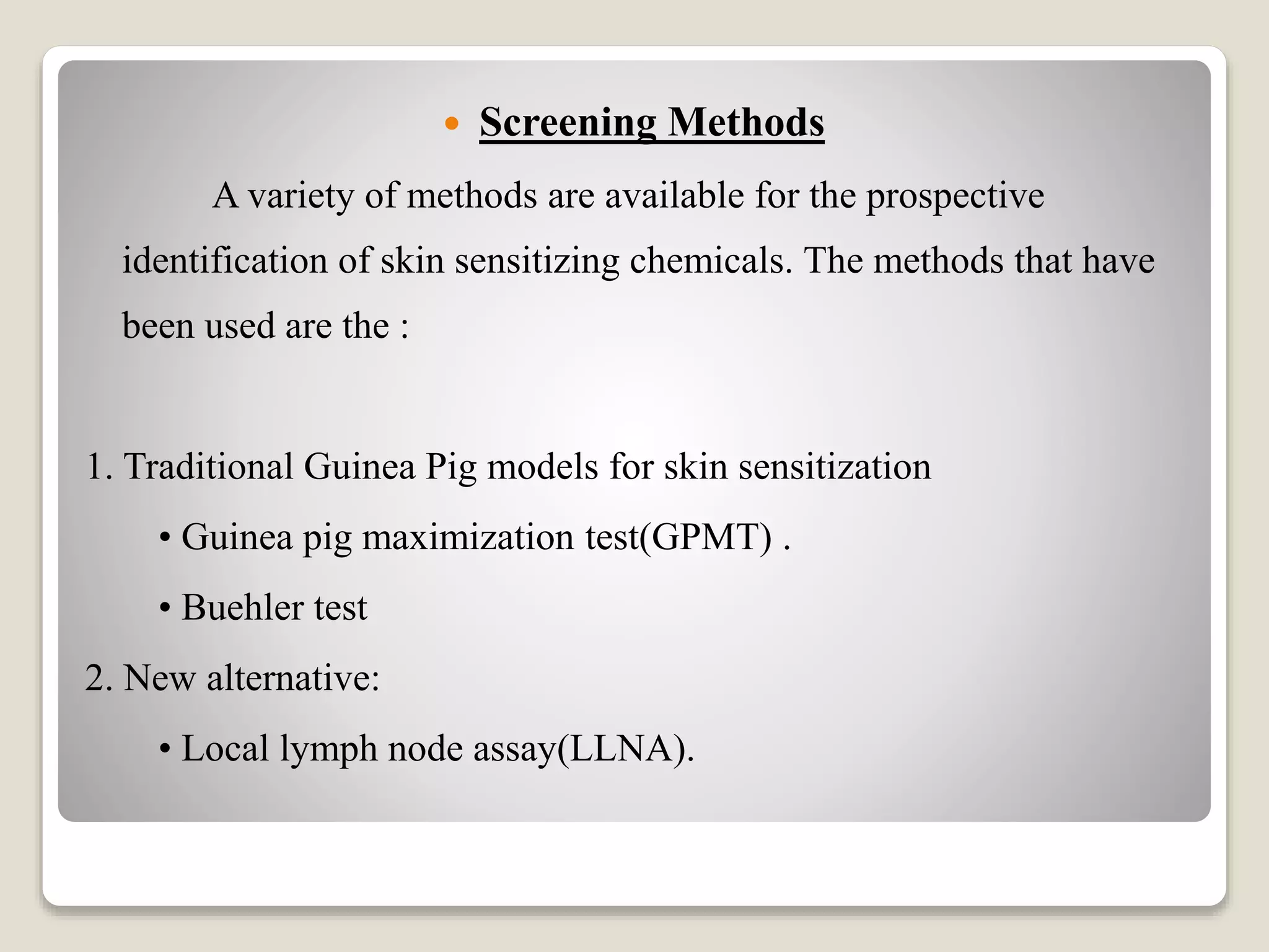 Screening models for acute eye irritation & skin sentization | PPTX