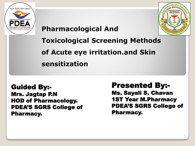 Screening models for acute eye irritation & skin sentization | PPTX ...