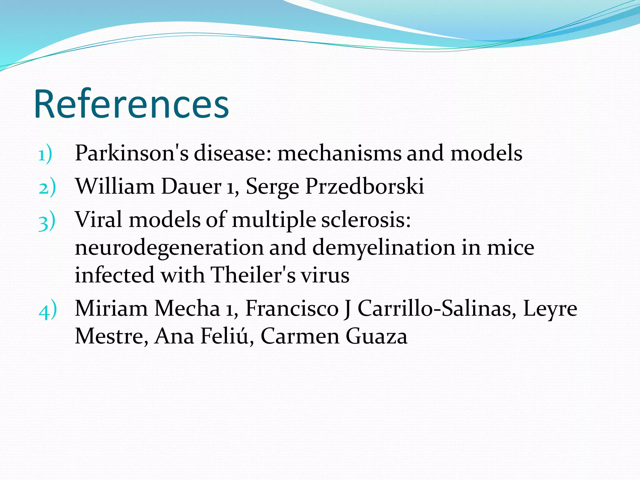 Screening models for Parkinson & multiple sclerosis | PPTX