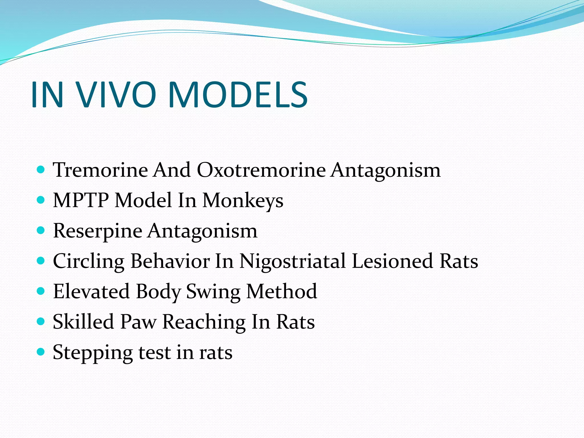 Screening models for Parkinson & multiple sclerosis | PPTX