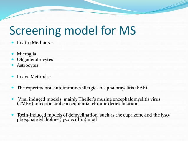 Screening models for Parkinson & multiple sclerosis | PPTX