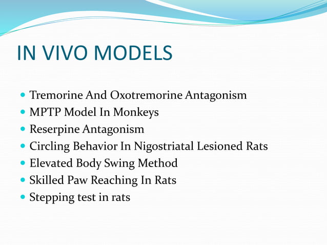 Screening models for Parkinson & multiple sclerosis | PPTX