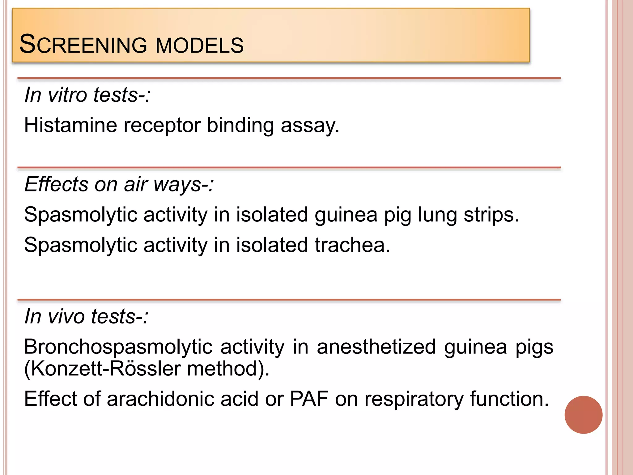Screening models for drugs used in Asthma .pptx