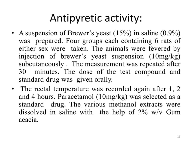 Screening of antipyretic drugs | PPTX