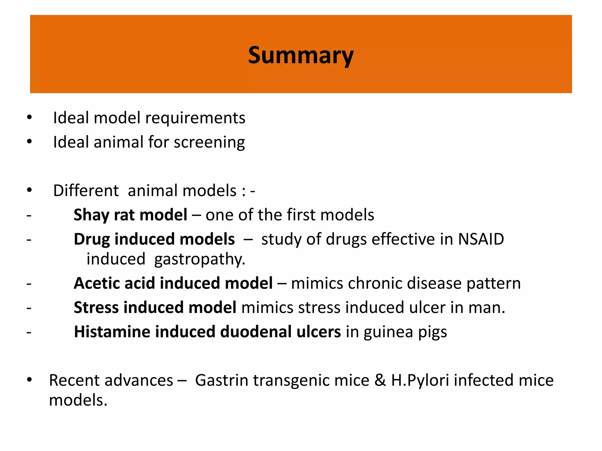 Screening of anti ulcer drugs - Dr Divya Krishnan | PPTX