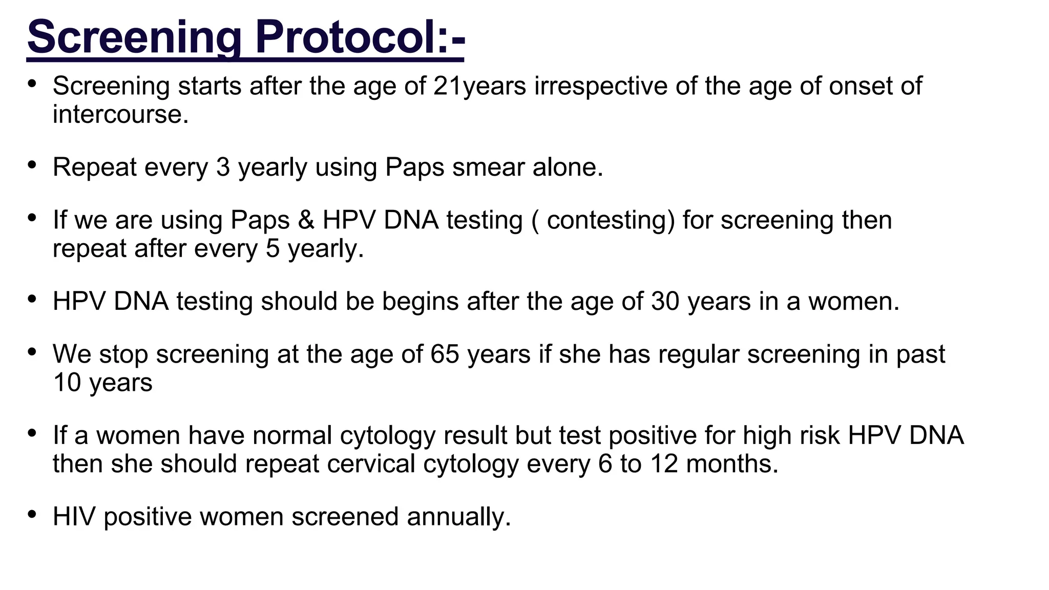 Screening of cervical cancer ppt for mbbs | PPTX