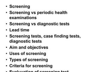 Screening of disease | PPTX