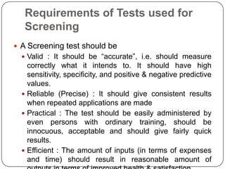 Screening of diseases | PPTX | Medical Tests | Medical Health