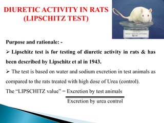 Screening of Diuretics M.PHARM PHARMACOLOGY. | PPTX