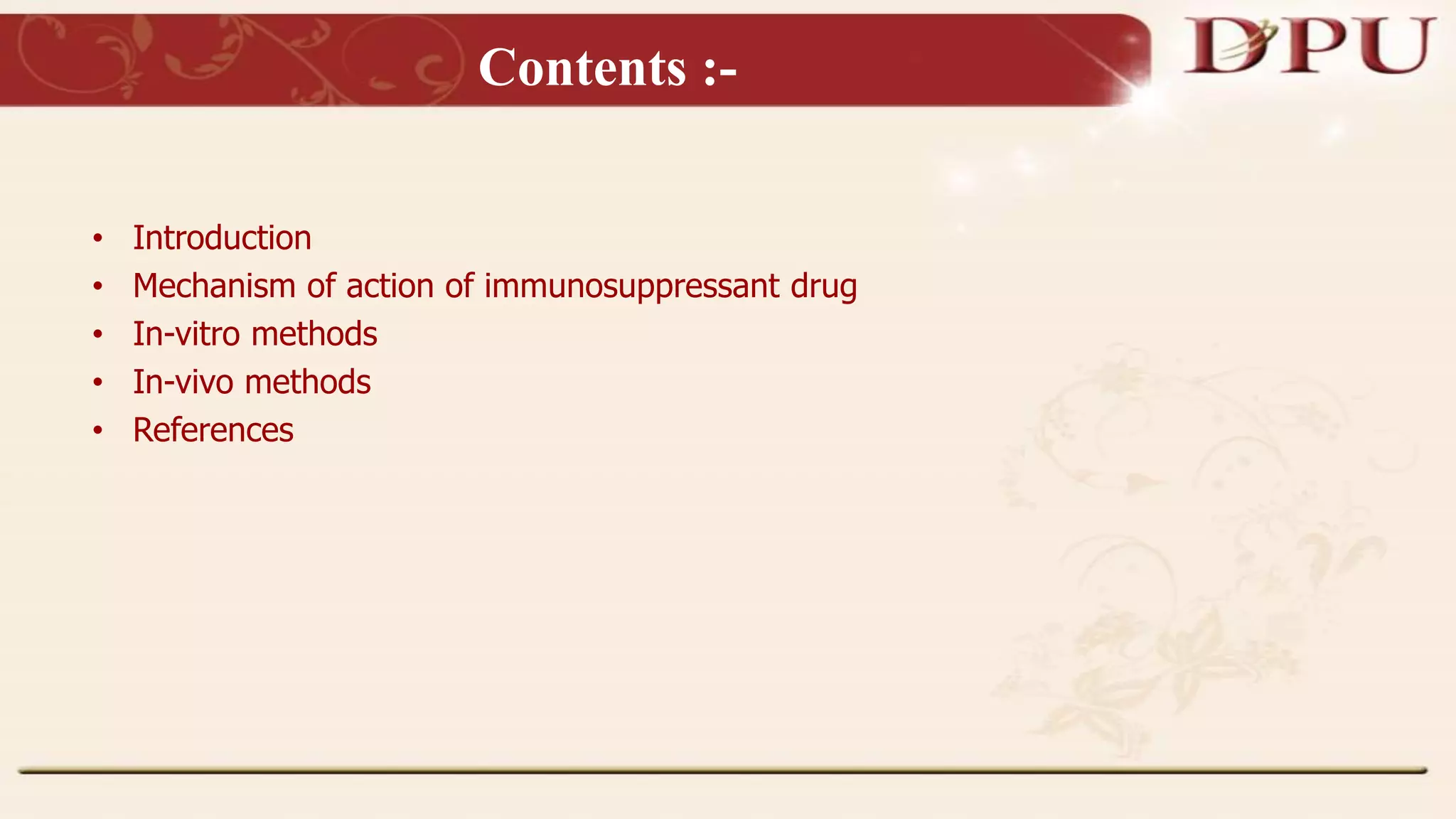 Screening of immunomodulatory drugs | PPTX