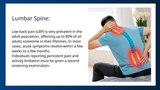 Screening of lumbar region and common injuries | PPTX