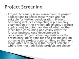 Screening of the project By Mr Allah Dad Khan Visiting Professor The ...