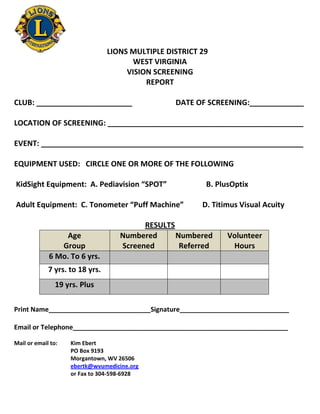 Screening report form 2016 | PDF | Eye and Vision Conditions | Diseases ...