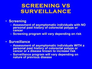 Screening, Surveillance And Diagnosis Of Colorectal Cancer | PPT