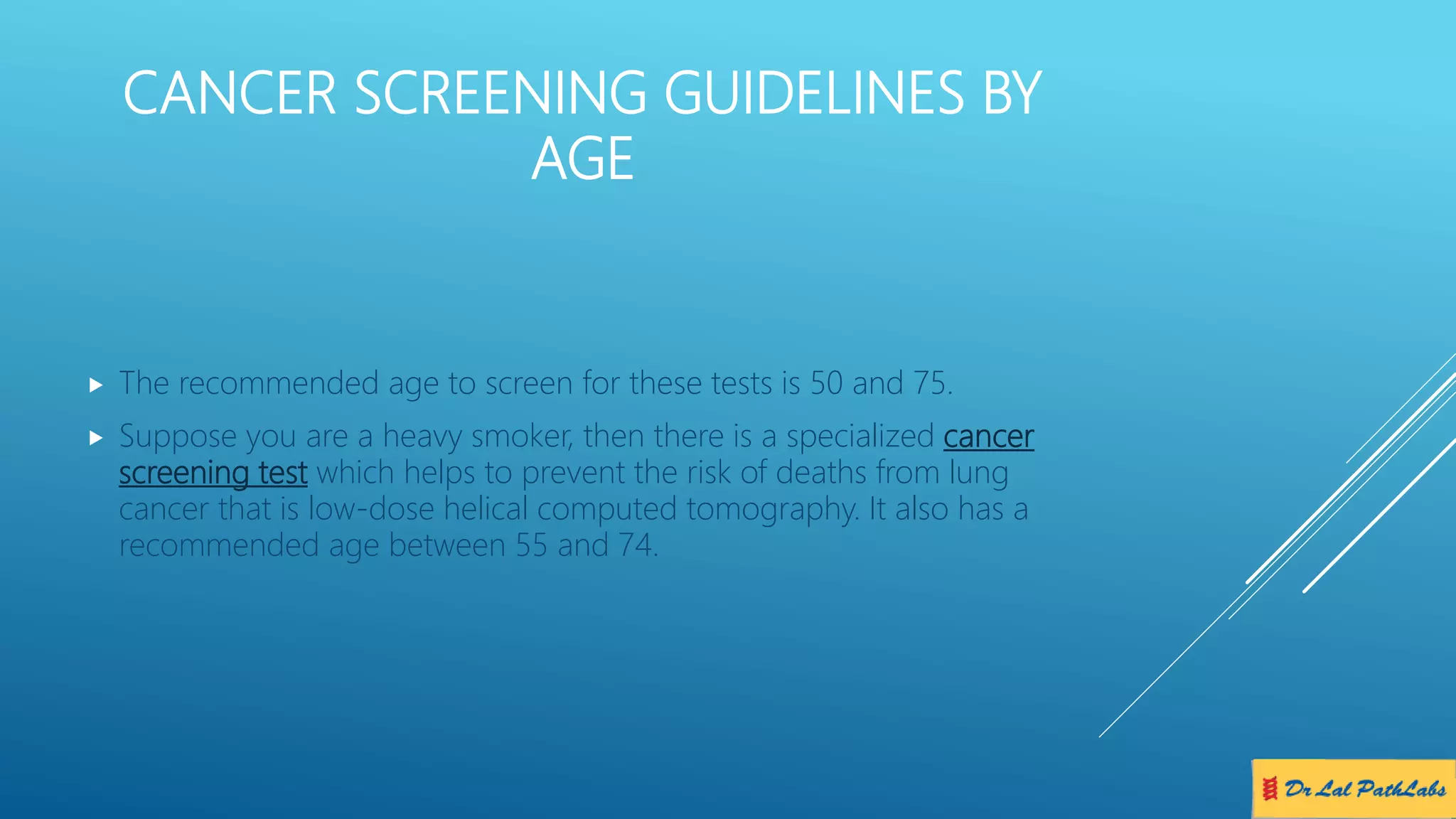 Screening Tests For Cancers Ppt
