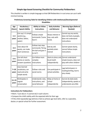 Screening tools and guidline for CBR workers _Intellectual Disabilities ...