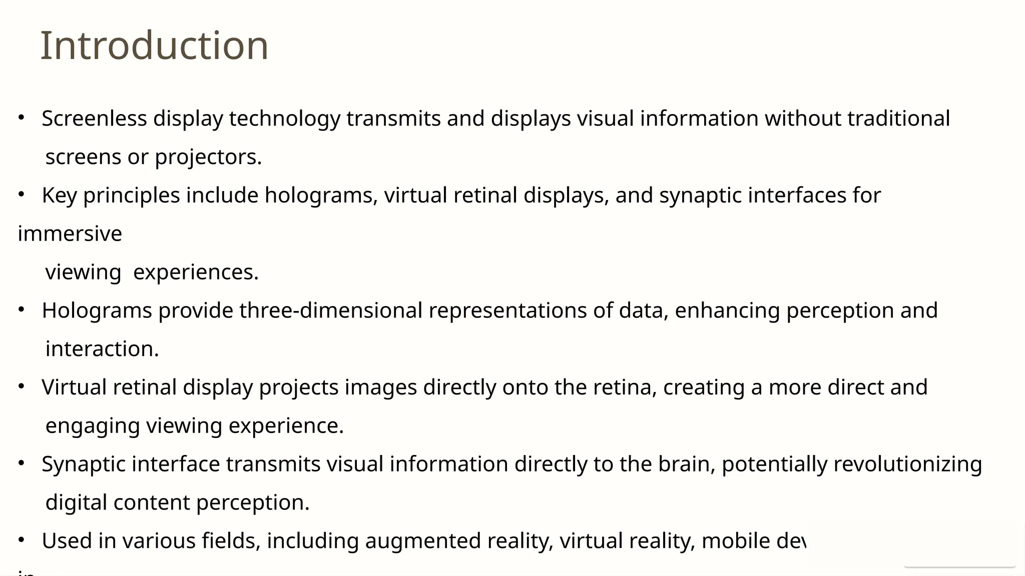 Screenless Display in the advanced world | PPT