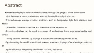 Screenless Display in the advanced world | PPT