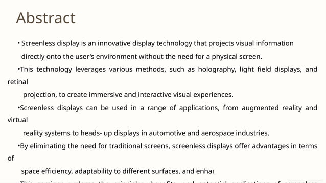 Screenless Display in the advanced world | PPT