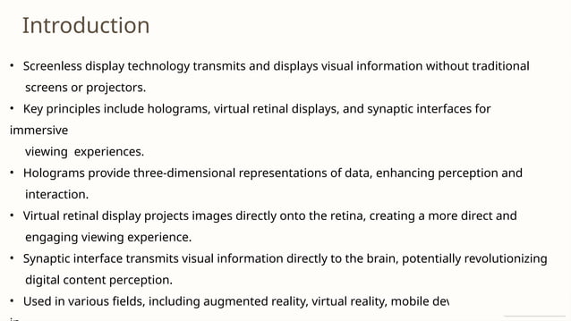 Screenless Display in the advanced world | PPT