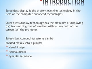 Screenless displays ppt | PPTX