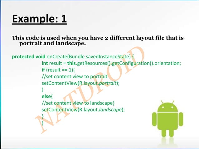 Screen orientations in android | PPSX | Operating Systems | Computer Software and Applications