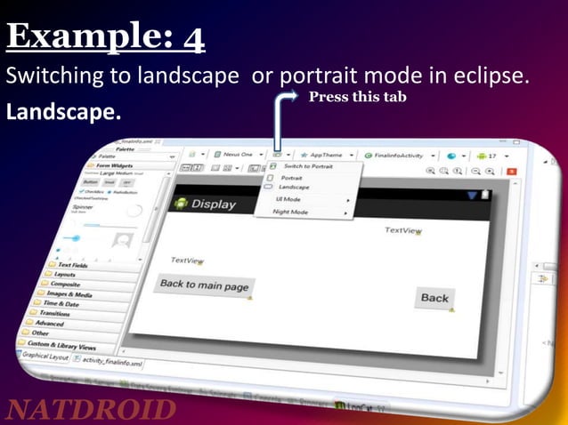 Screen orientations in android | PPSX | Operating Systems | Computer Software and Applications