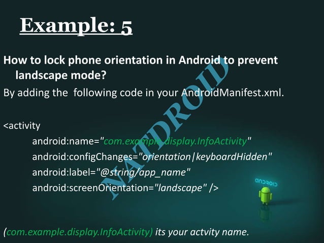 Screen orientations in android | PPSX | Operating Systems | Computer Software and Applications