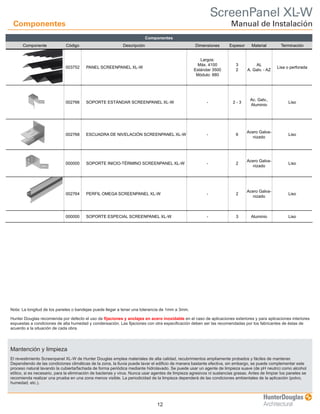 Catálogo técnico celosía Screenpanel de Hunter Douglas | PDF