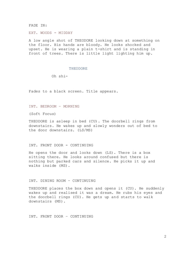 Filming Screenplay | DOCX