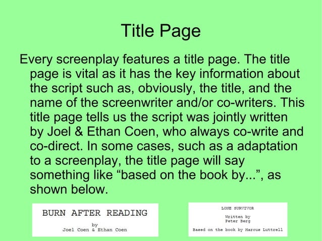 Screenplay conventions | PPT | Screenwriting | Content Production