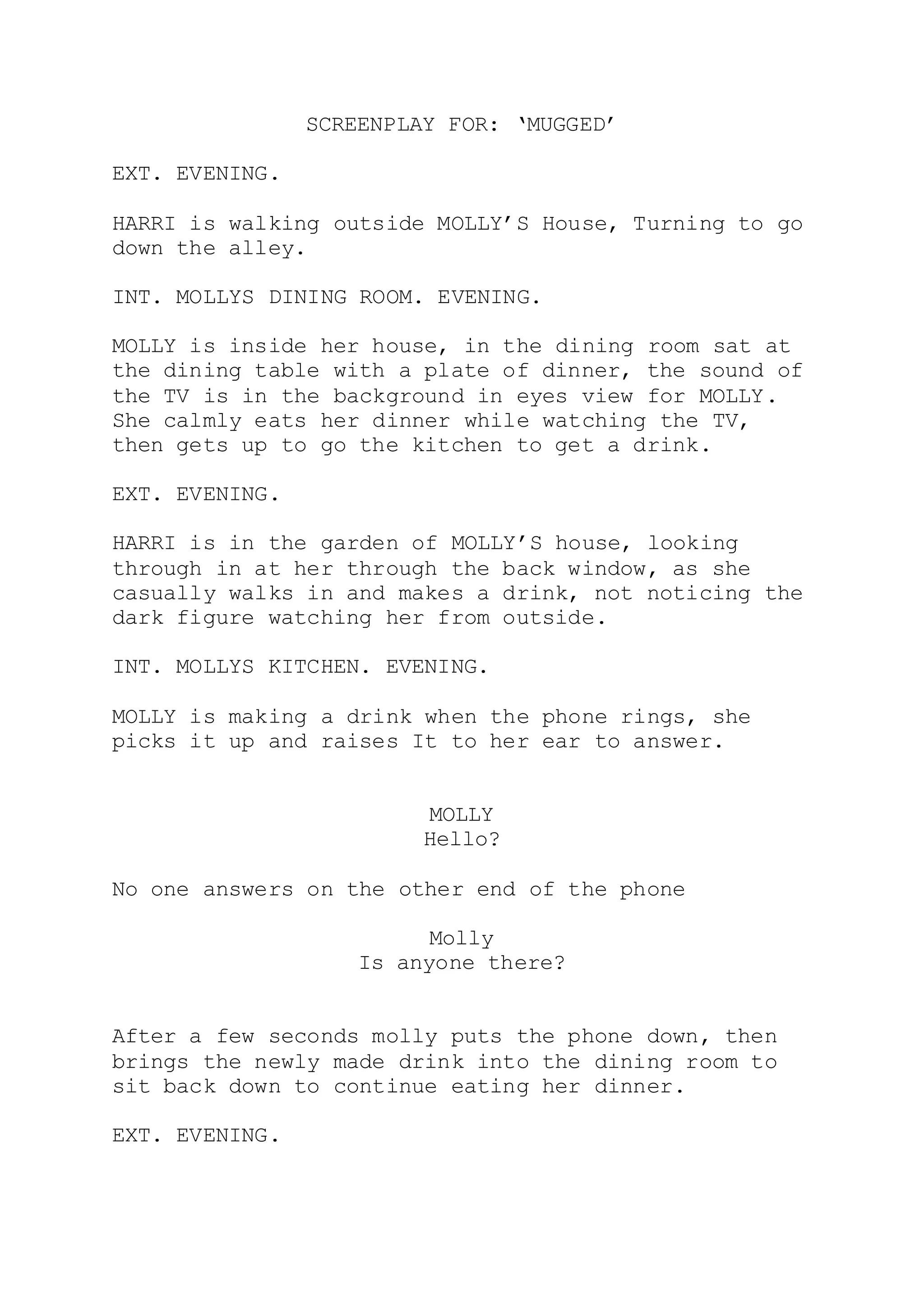 Screenplay for 'Mugged' | DOCX