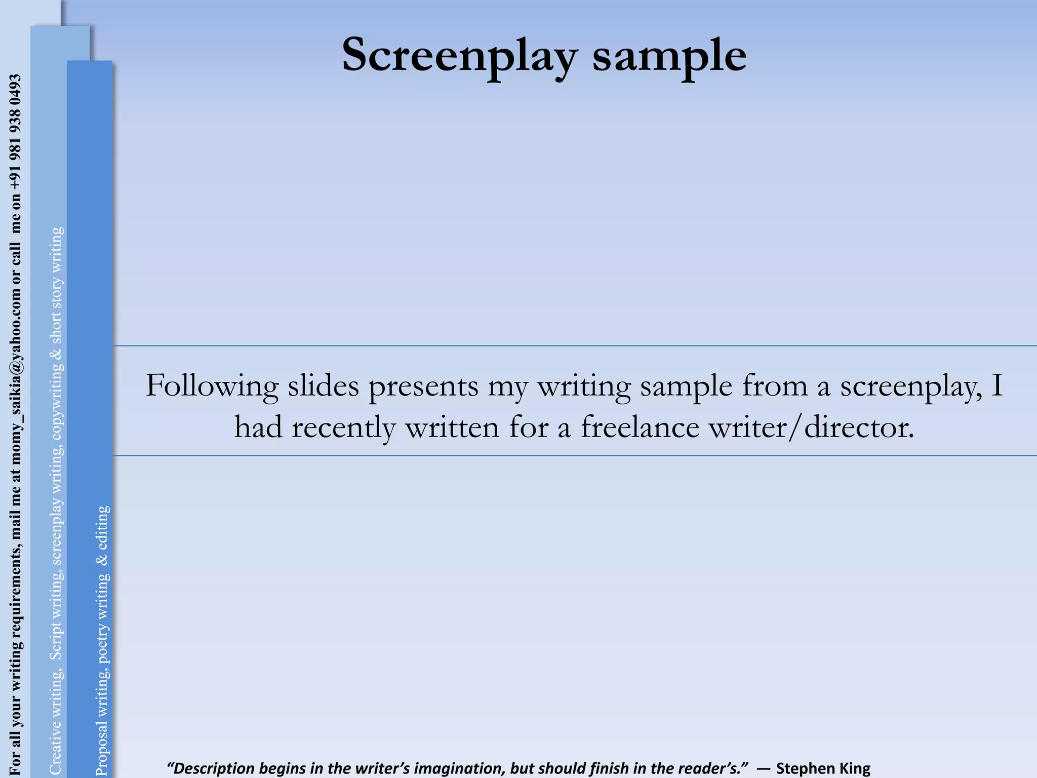 Screenplay writing sample | PPT