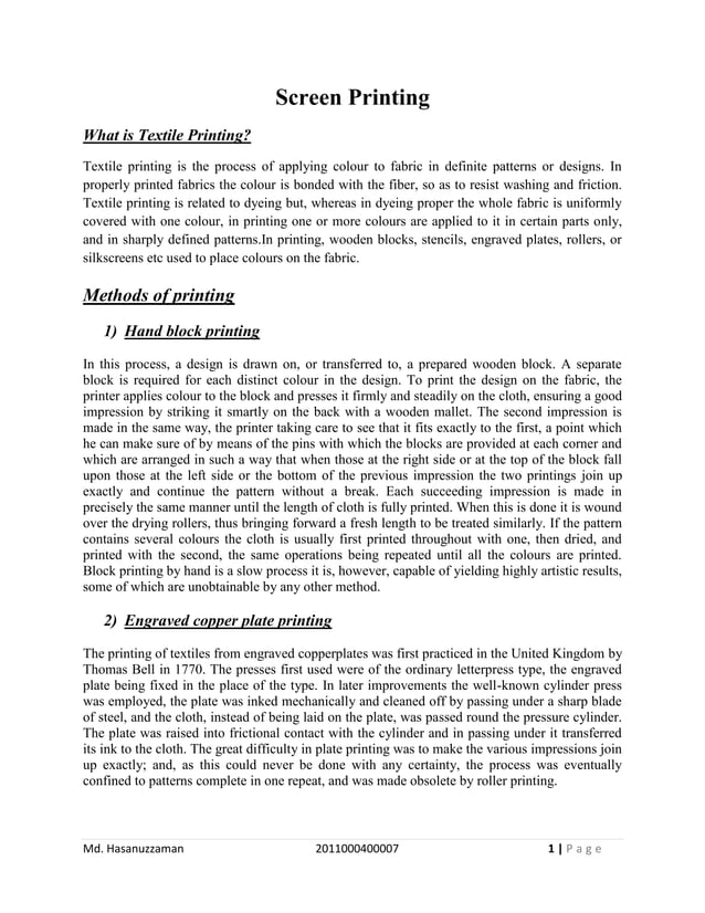 Screen Printing | PDF