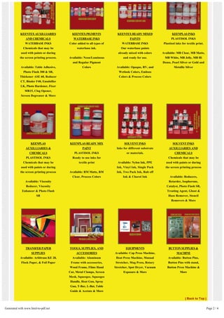 Screen Printing Inks, Equipment and Supplies - Printwork Sales | PDF