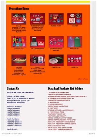 Screen Printing Inks, Equipment and Supplies - Printwork Sales | PDF