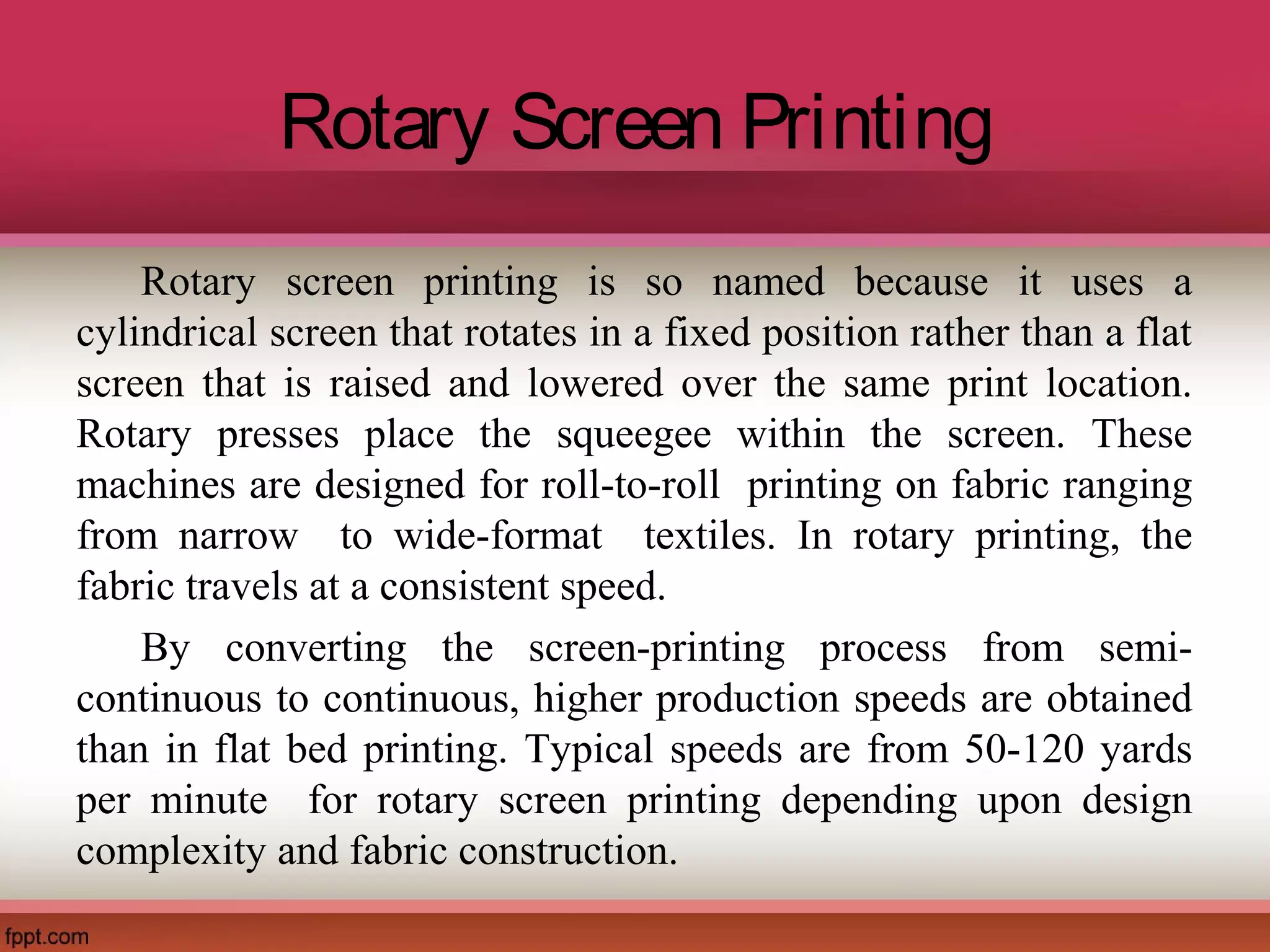 Screen printing in textile printing sector | PPT