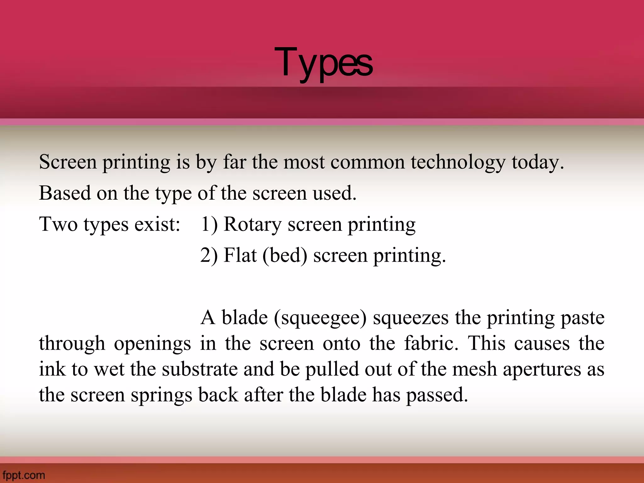 Screen printing in textile printing sector | PPT