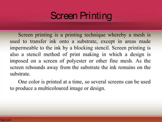 Screen printing in textile printing sector | PPT