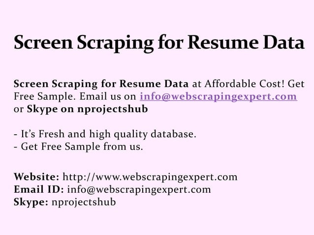 Screen Scraping for Resume Data | PPTX