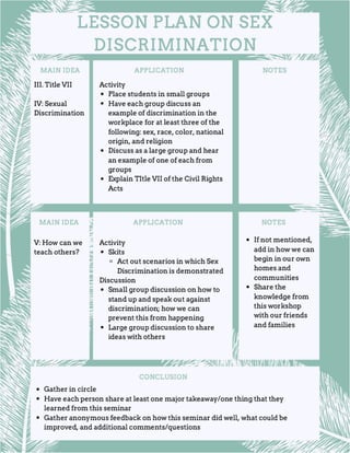 Lesson Plan on Sex Discrimination | PDF