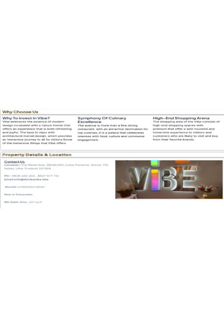 Devika Vibe A Retail Hub For Commercial Shop in Noida Sec 110 | PDF