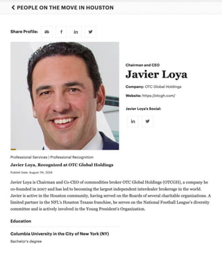 PEOPLE ON THE MOVE IN HOUSTON: Javier Loya | PDF