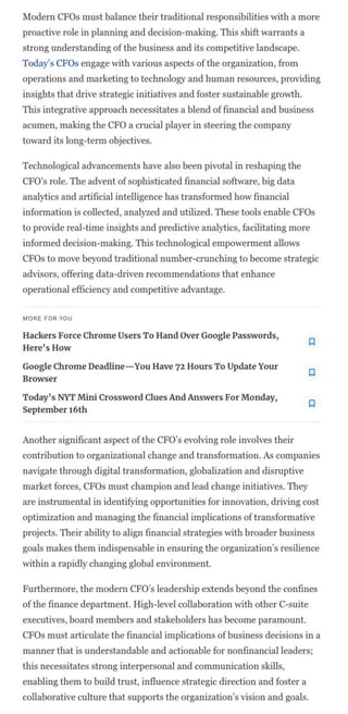 The Evolution Of CFO Leadership: From Number-Crunchers To Strategic ...